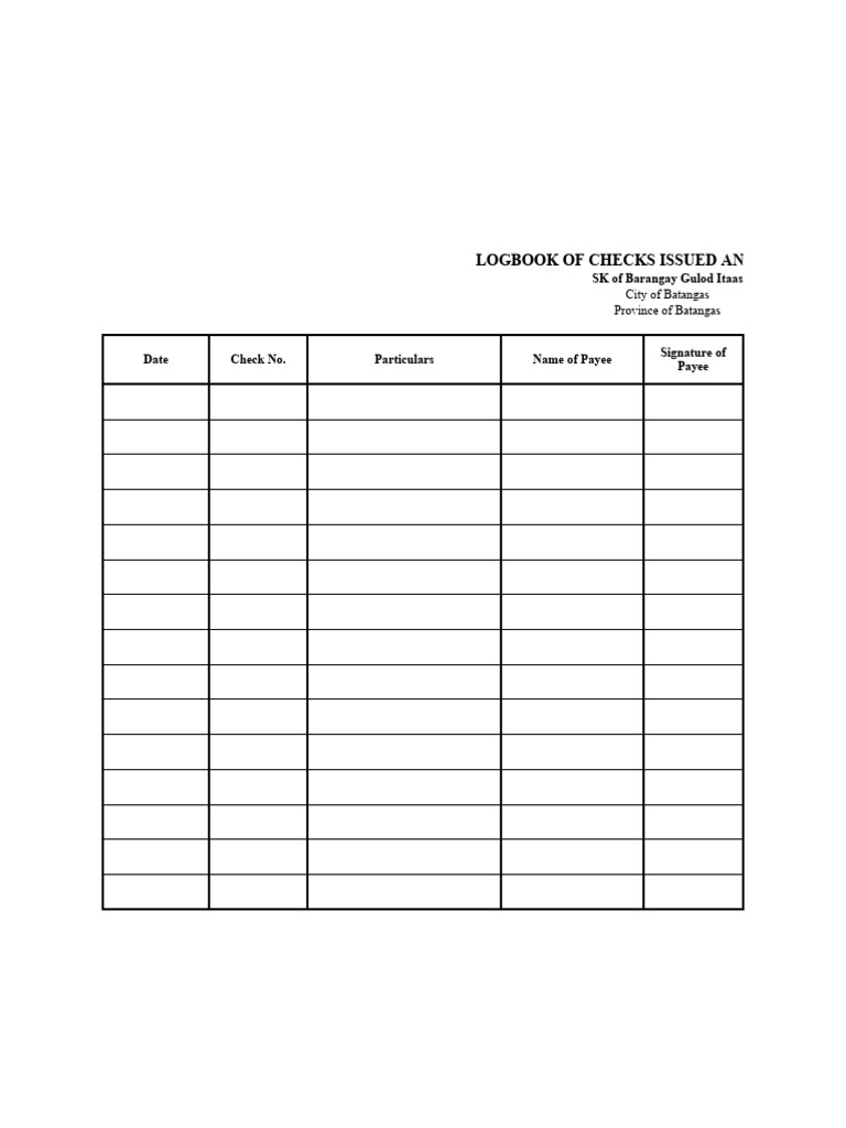 Annex11 - Logbook of Checks Issued and Cancelled | PDF