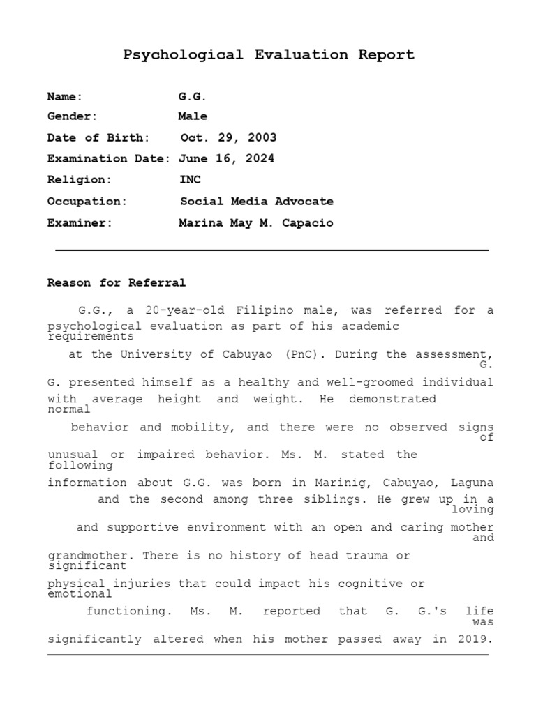 Galang-Gabriel Psych-Report 2psyb | PDF | Self Esteem | Extraversion And Introversion