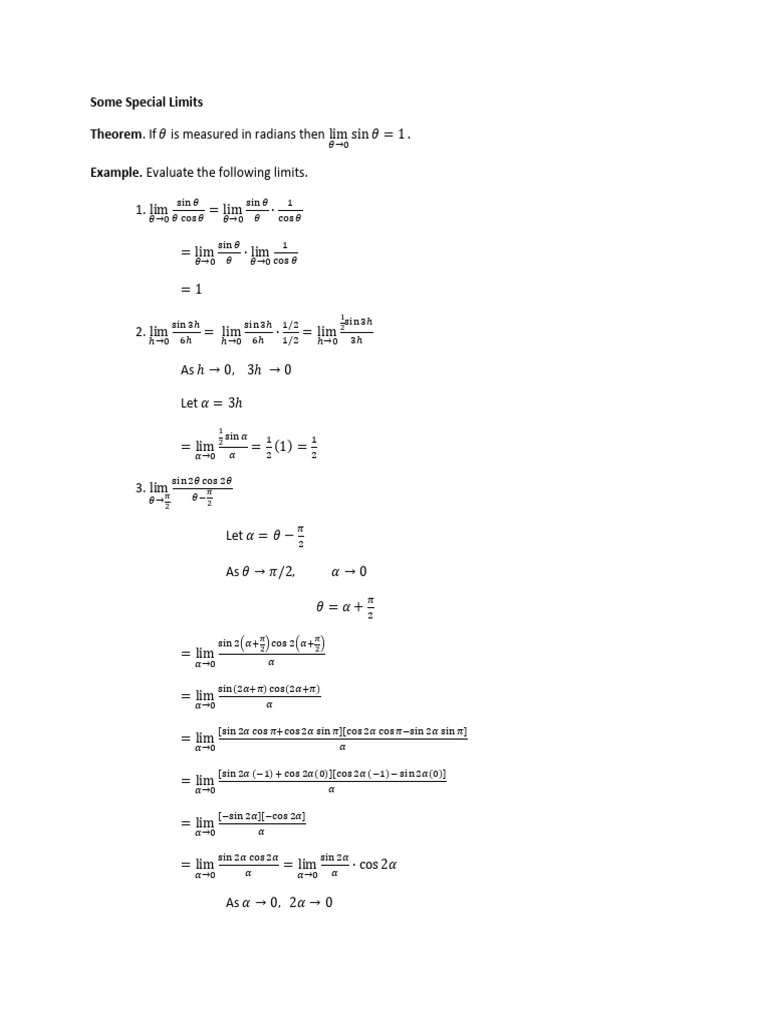 7. Some Special Limits - Copy | PDF | Functions And Mappings | Geometry
