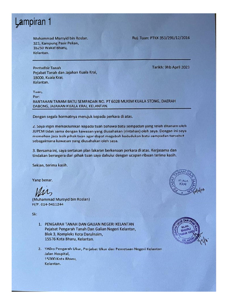 Surat Bantahan Tanah | PDF