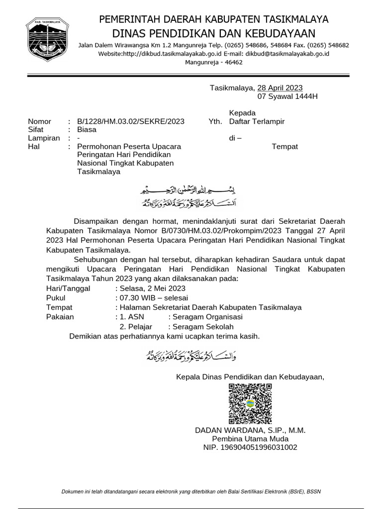 SK 1228 Permohonan Peserta Upacara Peringatan Hari Pendidikan Nasional ... SK 1228 Permohonan Peserta Upacara Peringatan Hari Pendidikan Nasional ...
