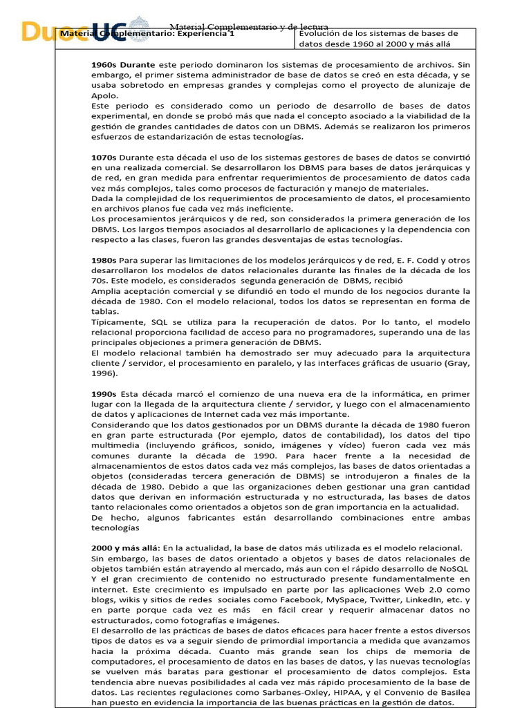 1 1 5 Material Complementario EA1 MBY1101 | PDF | Bases de datos | Base de datos relacional