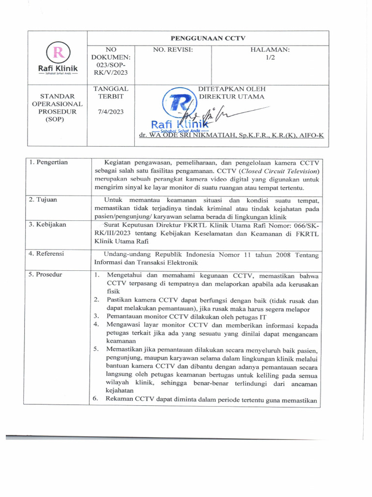 Sop Penggunaann CCTV | PDF