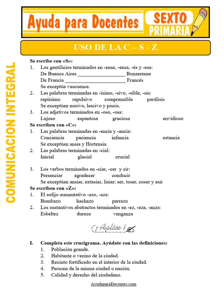 Uso de C, S y Z en Primaria | PDF | Semántica | Morfología