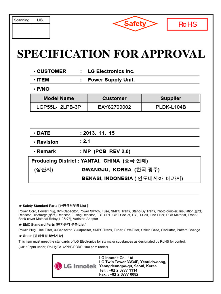 LGP55L 12LPB 3P Eay62709002 PLKD L104B | PDF | Power Supply | Capacitor