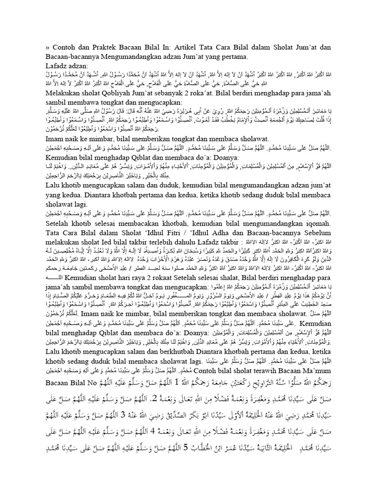 Contoh Dan Praktek Bacaan Bilal | PDF