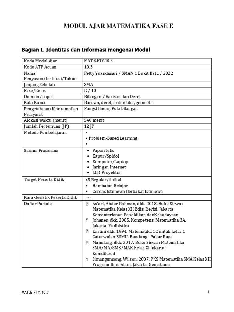 Modul MAT SMA E Fetty Yuandasari | PDF
