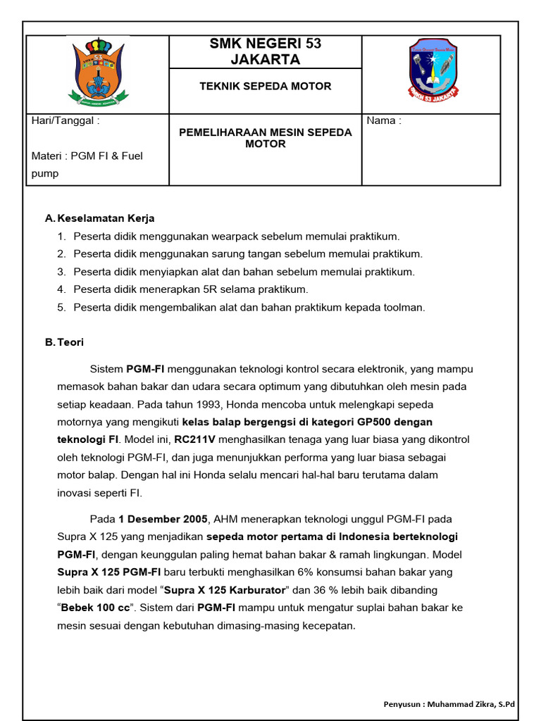 JOBSHEET PGM FI dan FUEL PUMP | PDF