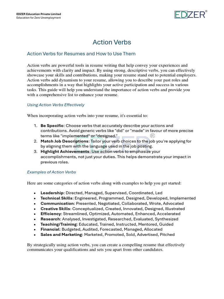 Resume Action Verbs | PDF | Résumé | Business