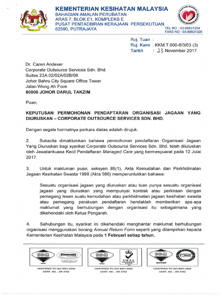 MOH Letter | PDF
