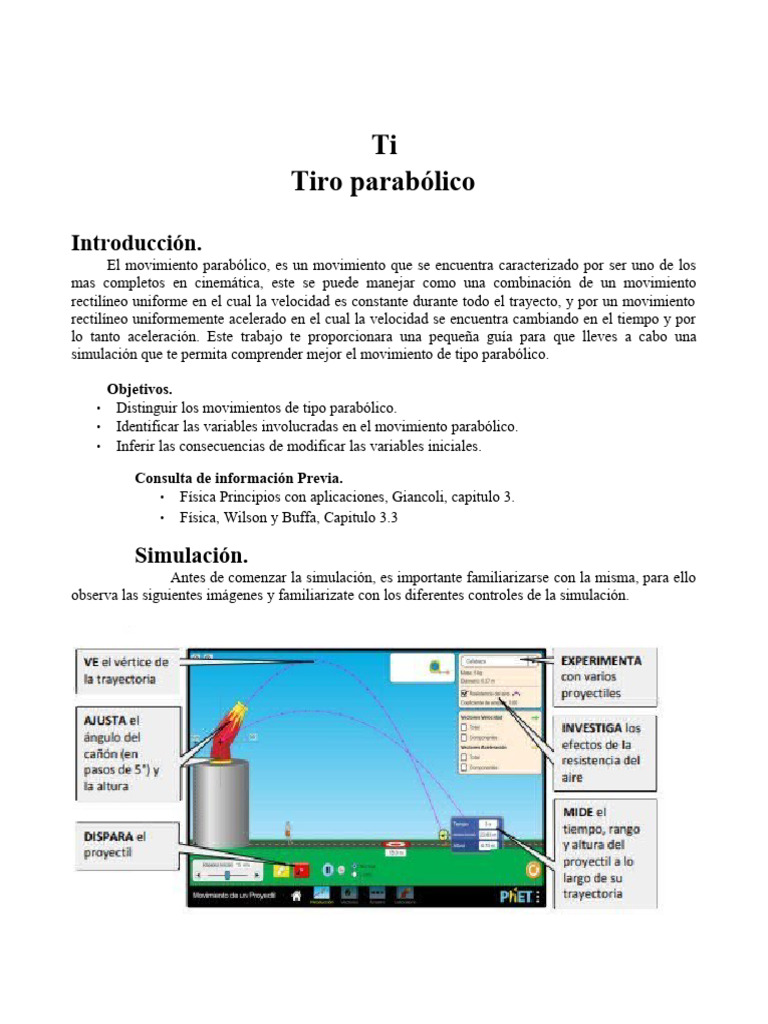 Tiro Parabolico | PDF | Cinemática | Movimiento (física)