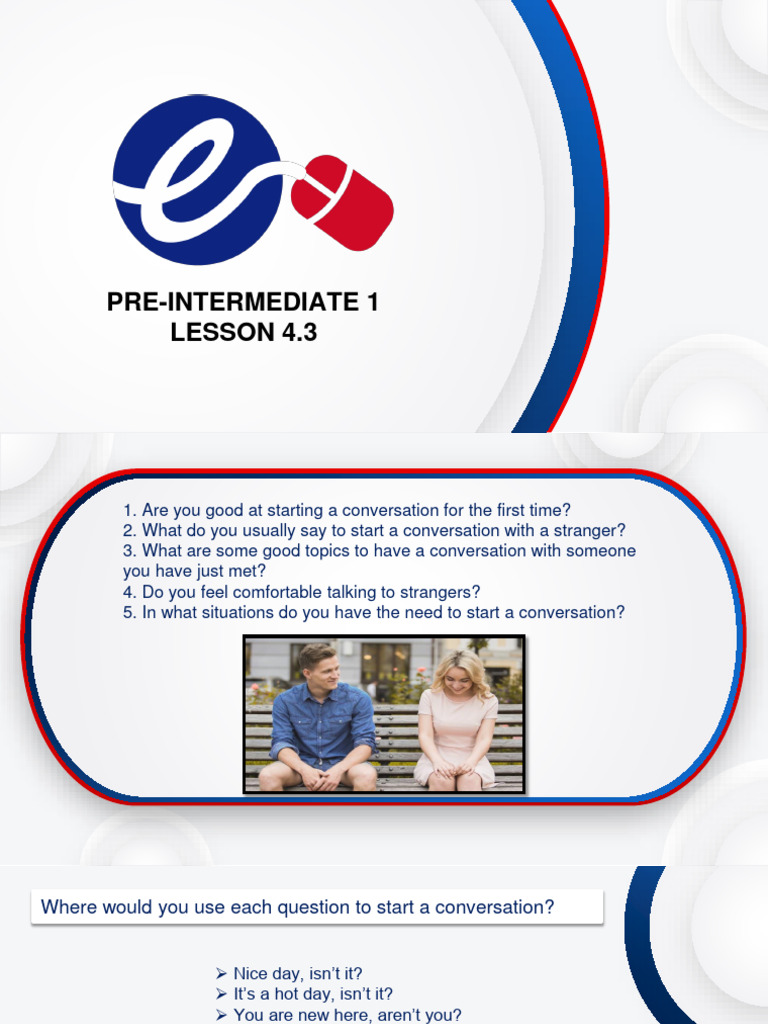 Pre-Inter 1 Lesson 4.3 | PDF | Question | English As A Second Or Foreign Language