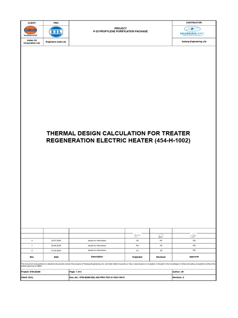 TDC Treater Regeneration Electric Heater Rev. 2 | PDF | Heat | Watt