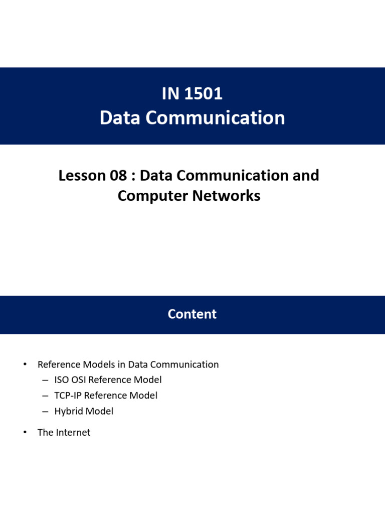 IN 1501 Data Communication and Computer Networks | PDF | Osi Model | Internet Protocol Suite