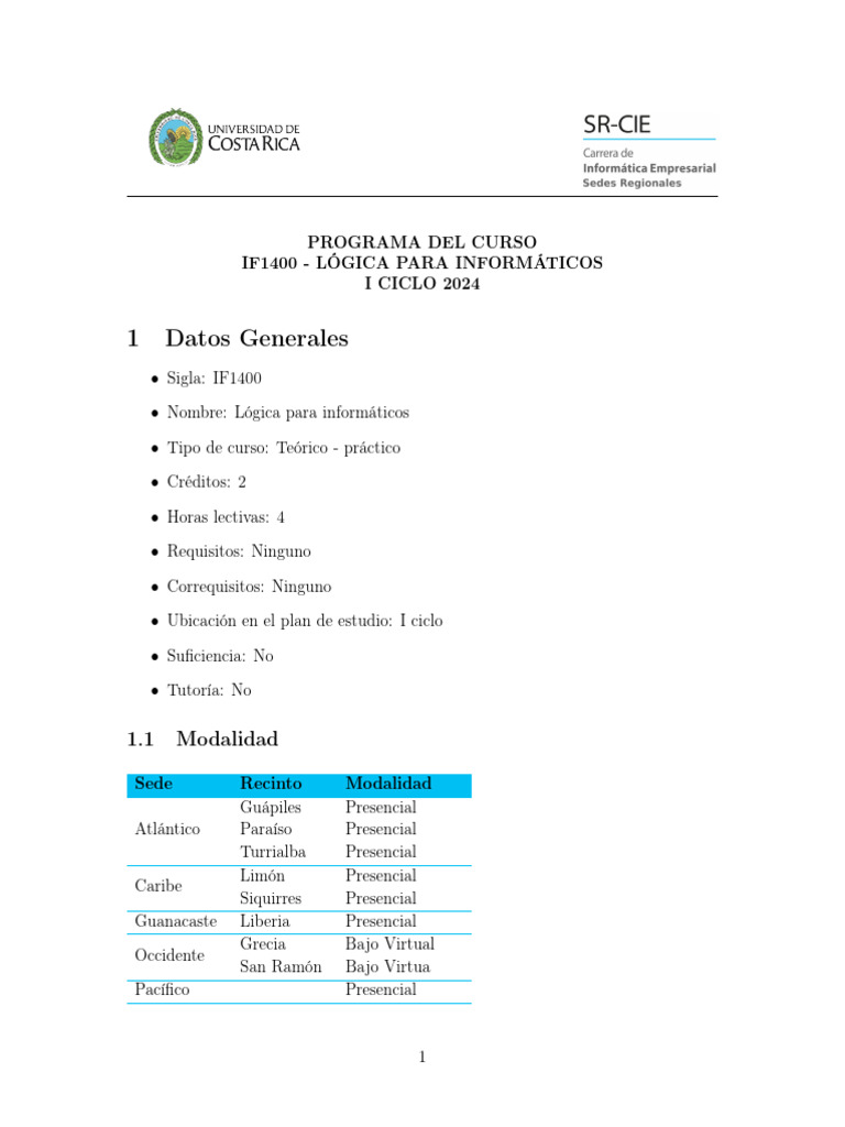 IF1400 Logica para Informaticos I 2024 | PDF | Lógica | Pensamiento