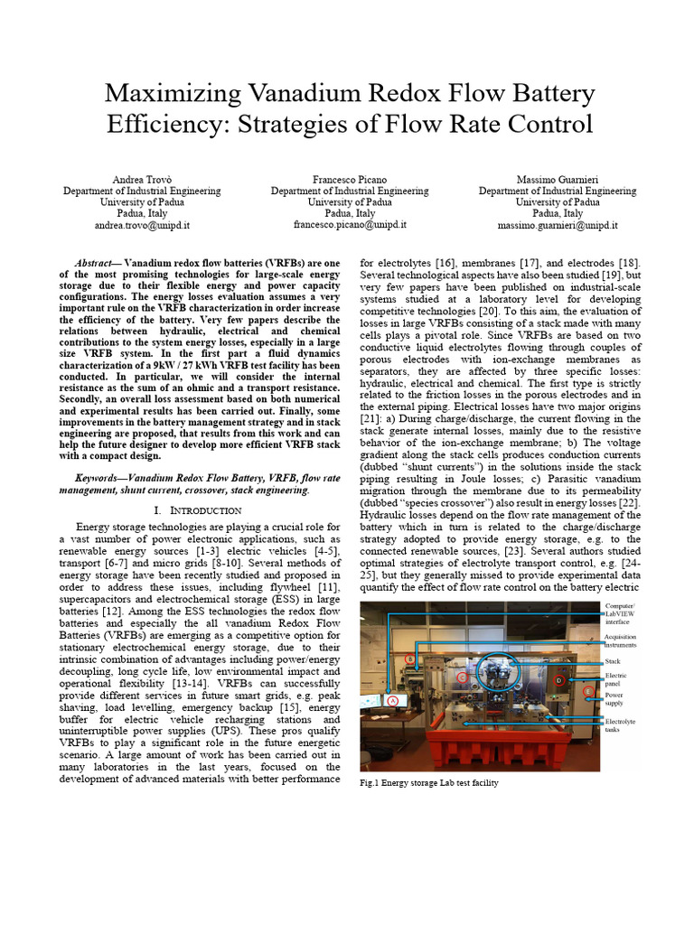 Maximizing Vanadium Redox Flow Battery E | PDF | Energy Storage ...