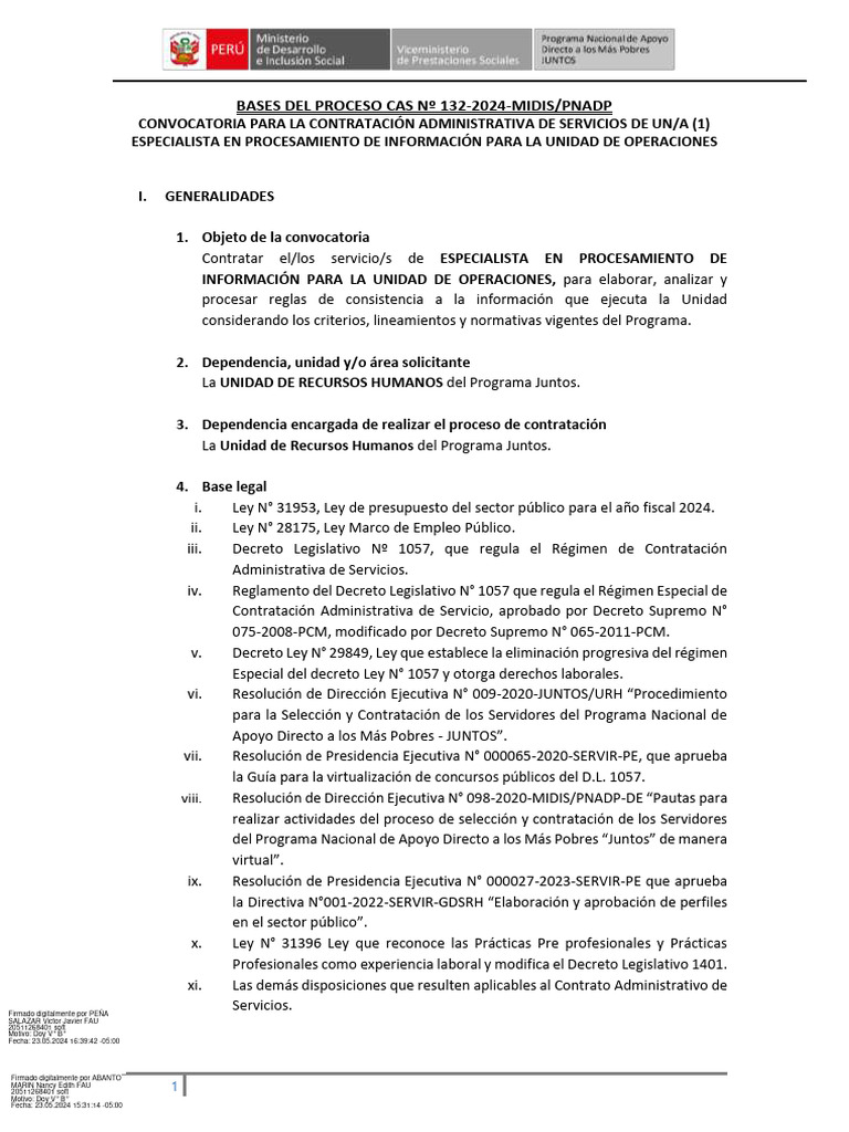 Bases Cas 132 Esp. Proc. Info. Uop (F) (F) (F) (F) | PDF | Educación ...