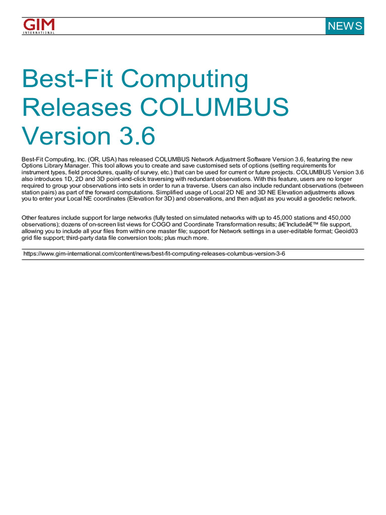 Best Fit Computing Releases Columbus Version 3 6 | PDF | Computers