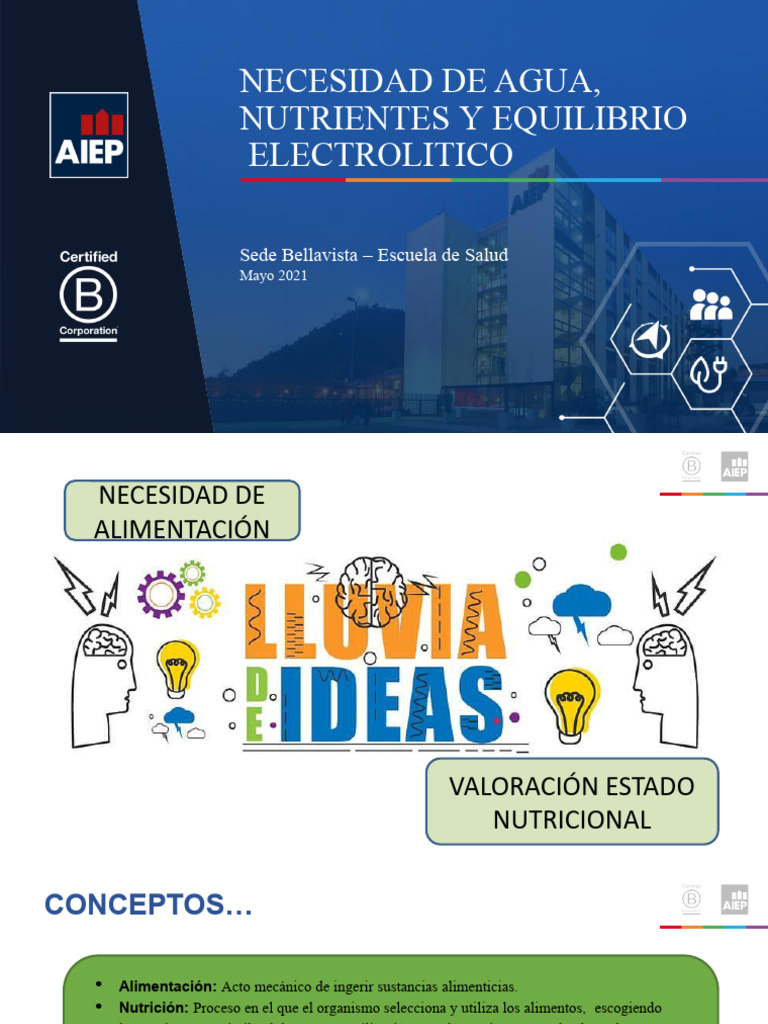 Necesidades de Agua, Nutrientes y Electrolitos | PDF | Nutrición ...