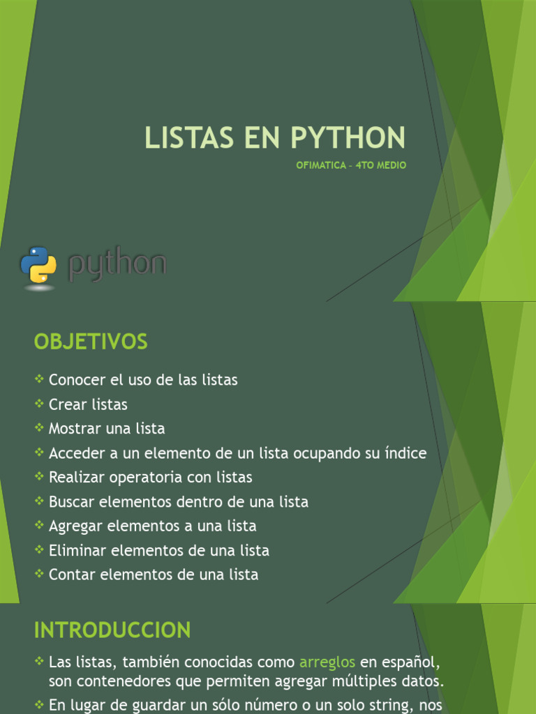 4-LISTAS EN PYTHON | PDF | Python (lenguaje de programación) | Informática 4-LISTAS EN PYTHON | PDF | Python (lenguaje de programación) | Informática