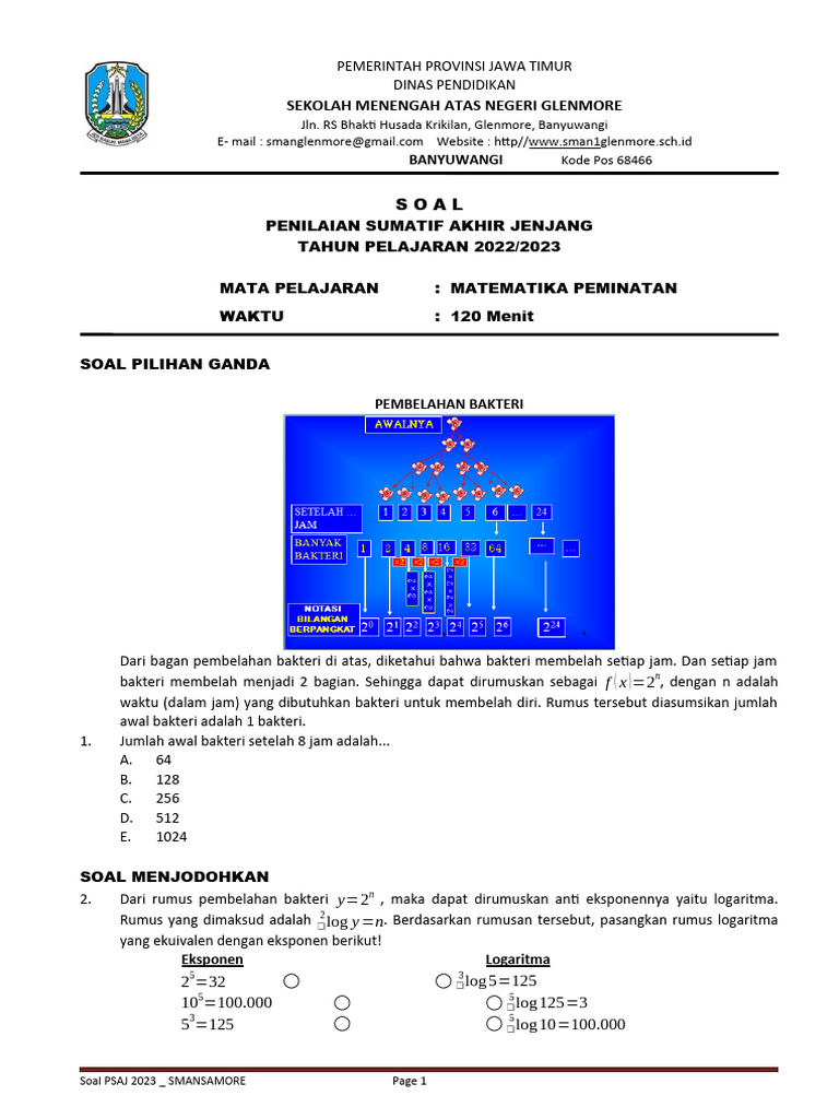 3 - Soal Mat Minat PSAJ 2023 - Bentuk Ms Word | PDF | Metode & Bahan Ajar