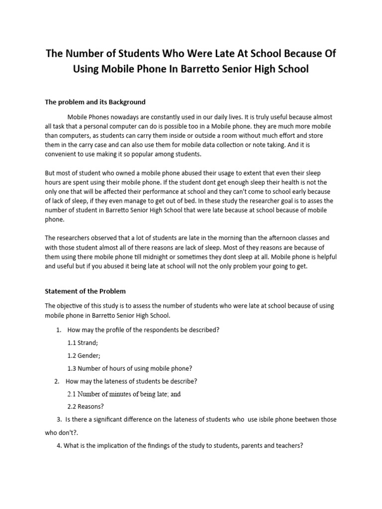 How Mobile Phone Affect Students Tardiness | PDF | Career & Growth ...