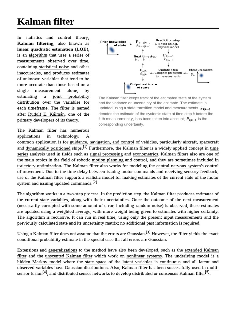 Kalman_filter | PDF | Kalman Filter | Statistical Theory