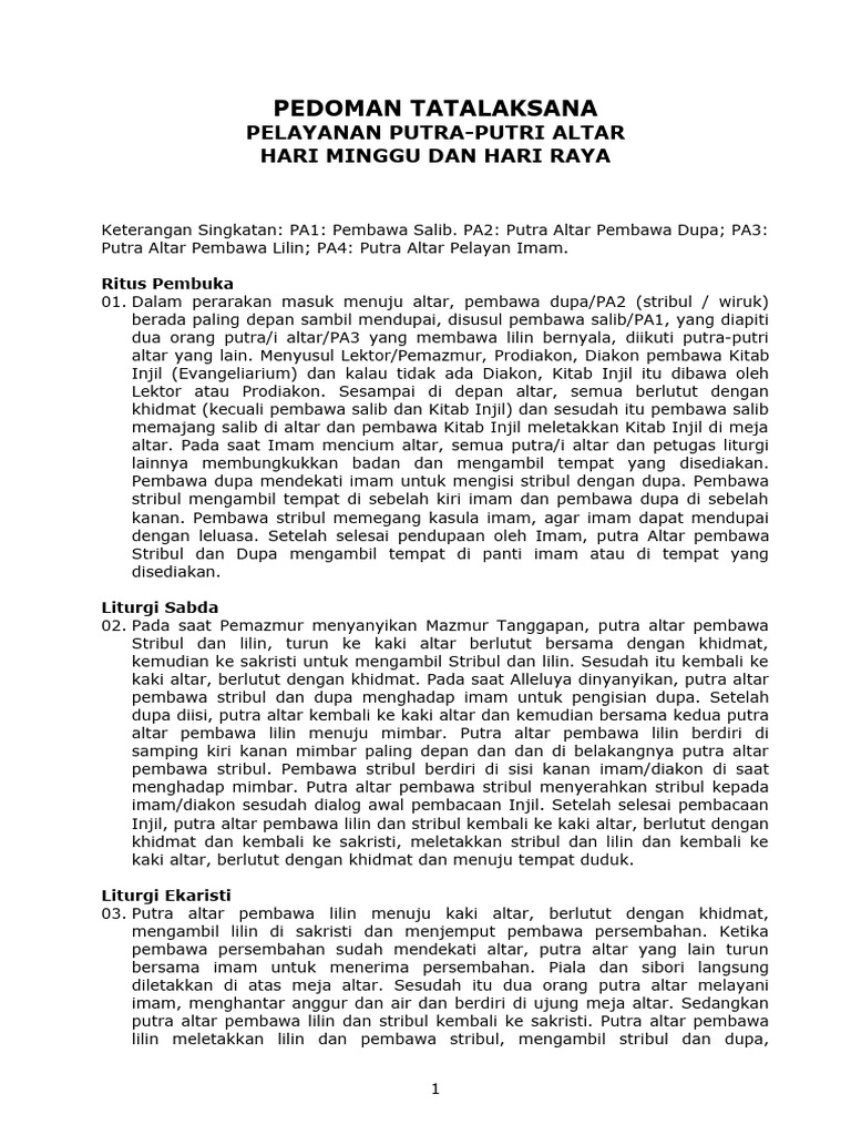 Pedoman Putra Altar Paskah 2022 | PDF