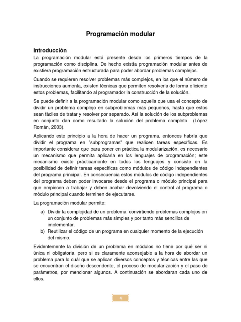 Programacion Modular | Descargar gratis PDF | Programación de computadoras | Programa de computadora
