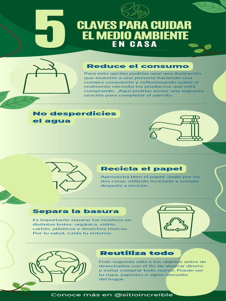 Infografía Sobre Ecología Cuidado Del Medio Ambiente Ilustrado Verde ...