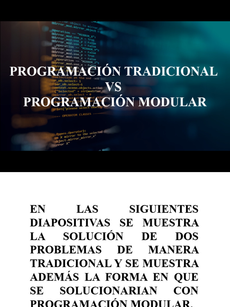 Comparativa: Programación Tradicional vs Modular | PDF | Entero ...