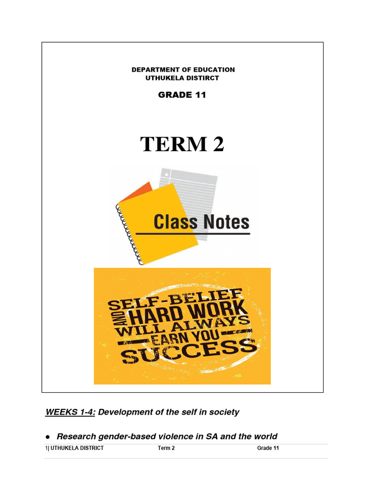2024 Lo GR 11 Term 2 Class Notes | PDF | Climate Change | Violence