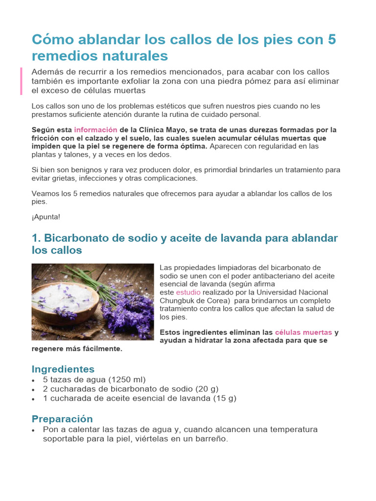 5 Remedios Naturales para Callos en Pies | PDF | Petróleo | Agua