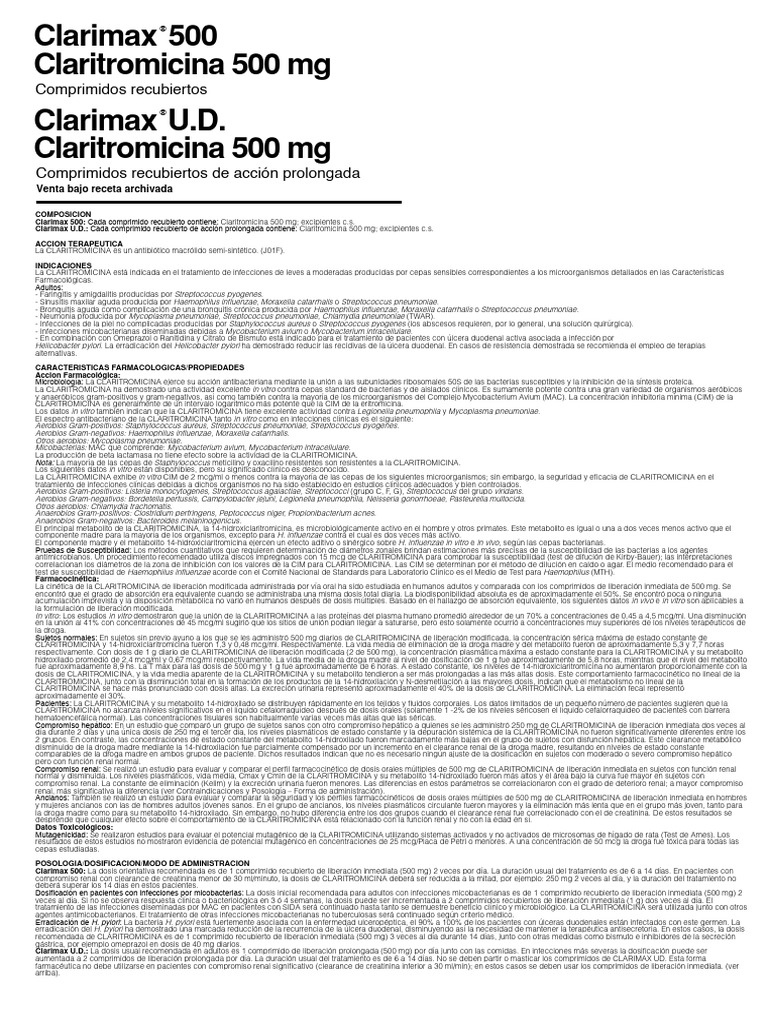 Clarimax UD (Laboratorio Montpellier) | PDF | Farmacocinética ...