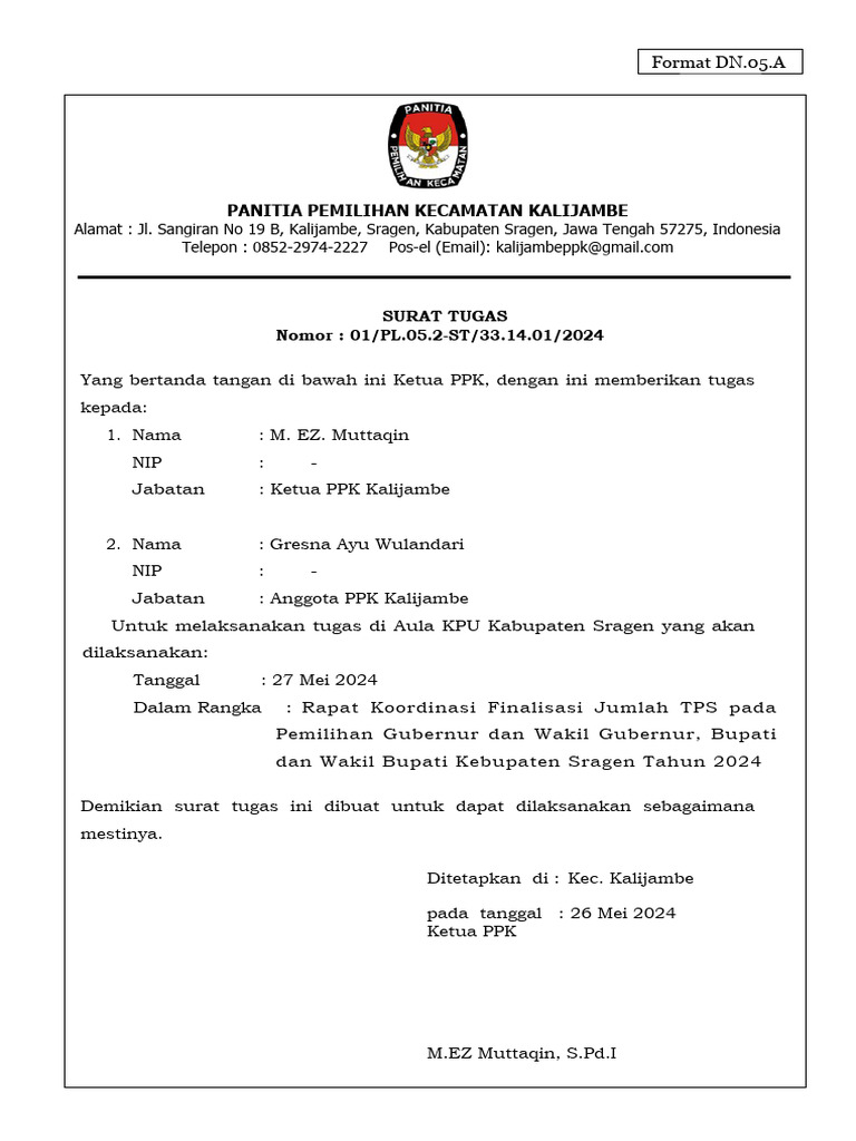 Surat Tugas PPK | PDF