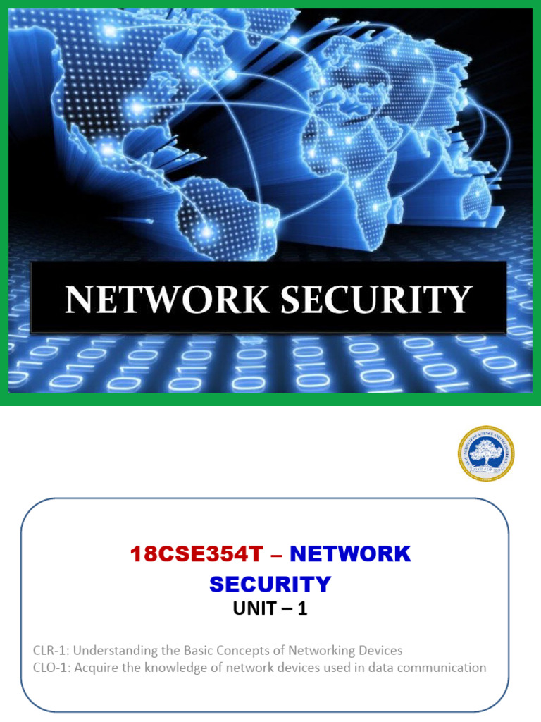 18CSE354T Network Security Unit I | PDF | Denial Of Service Attack | Computer Network