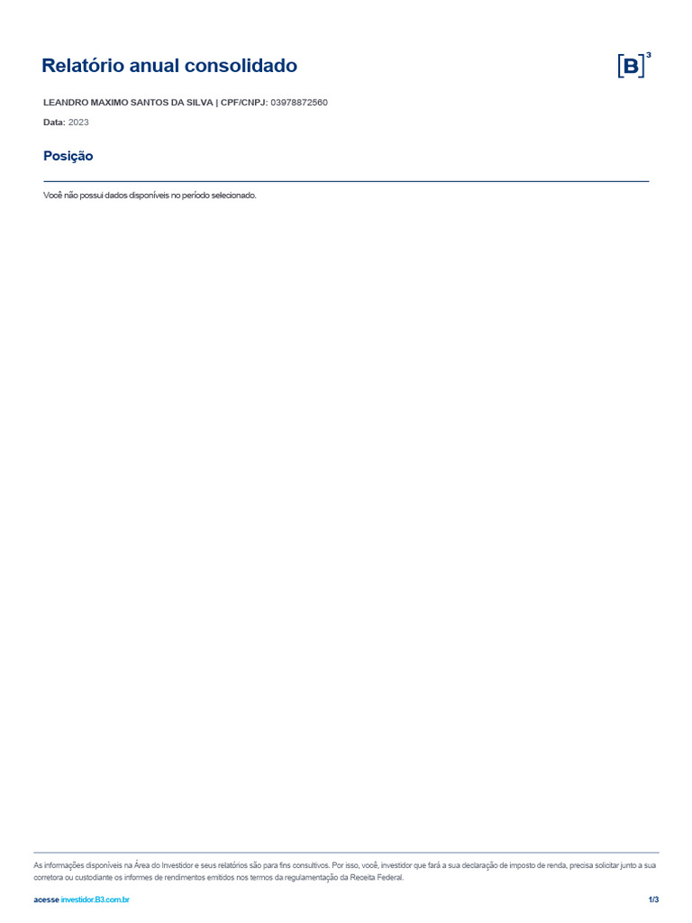 Relatorio Consolidado Anual 2023 | PDF | Investimentos | Imposto de Renda