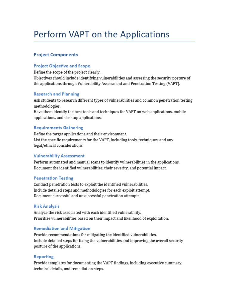 Perform VAPT On The Applications | PDF | Vulnerability (Computing ...