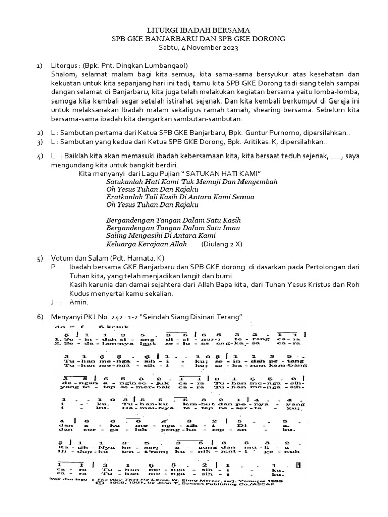 Liturgi Ibadah Bersama Spb | PDF