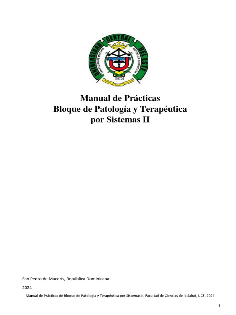 Manual Prácticas Bloque Patología y Terapéutica Por Sistemas II 2024 1 | PDF | Enfermedad ...