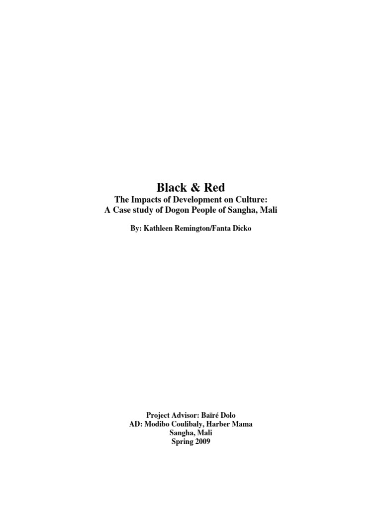 Black & Red - A Case Study of Dogon People of Sangha, Mali | PDF | Anthropology