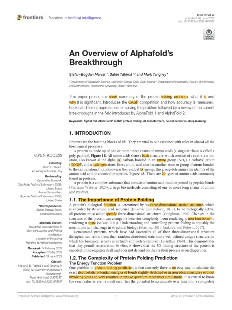 Overview Alphafold Breakthrough | PDF | Artificial Neural Network | Proteins