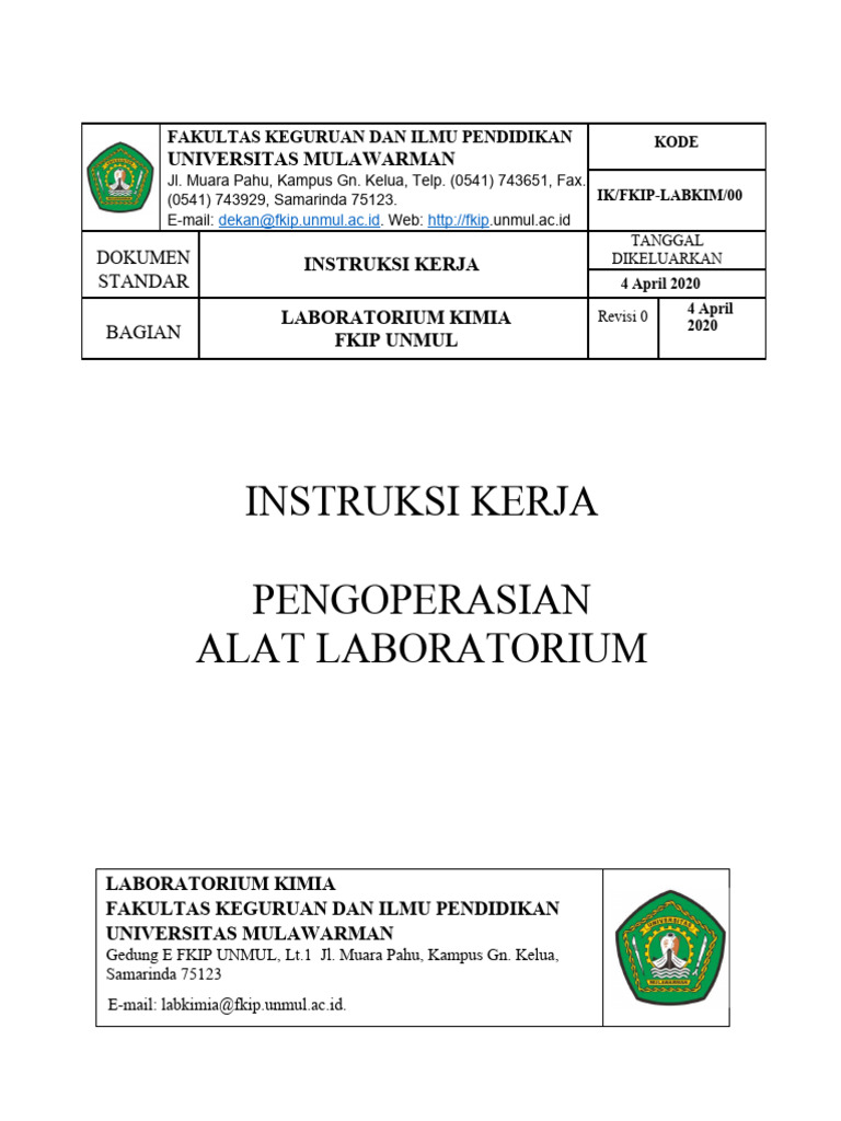 Intruksi Kerja Lab Kimia Fkip 2022 | PDF | Griya & Taman | Sains ...