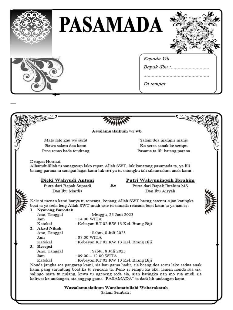 Undangan PASAMADA | PDF