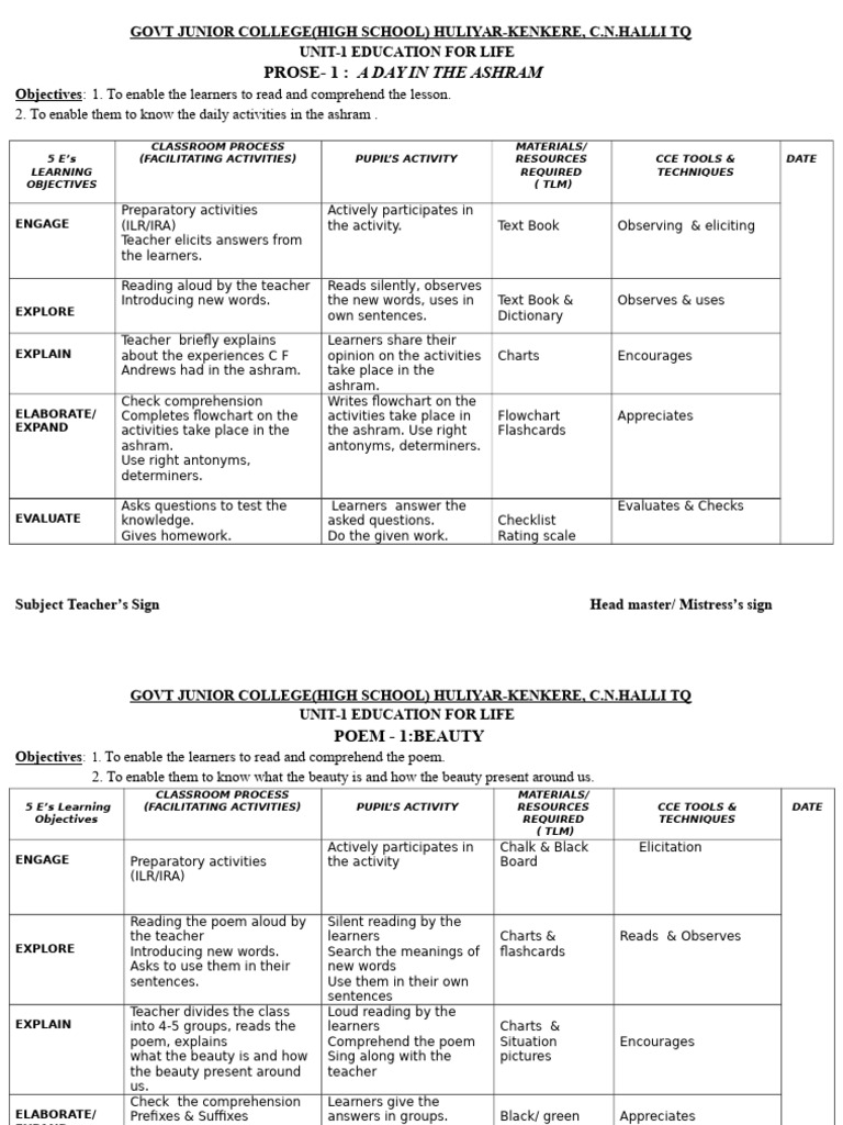 5 E Lesson Plan 2018-19-8th STD | PDF | Reading Comprehension | Learning