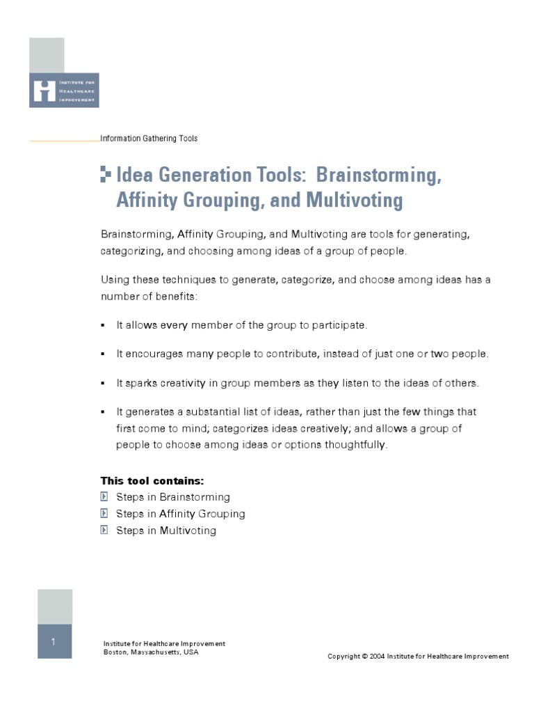 Brainstorm Affinity Multi Voting 1 | PDF | Brainstorming | Psychology