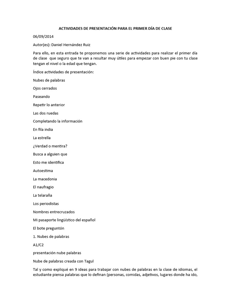 Actividades para el Primer Día de Clase | PDF | Verdad