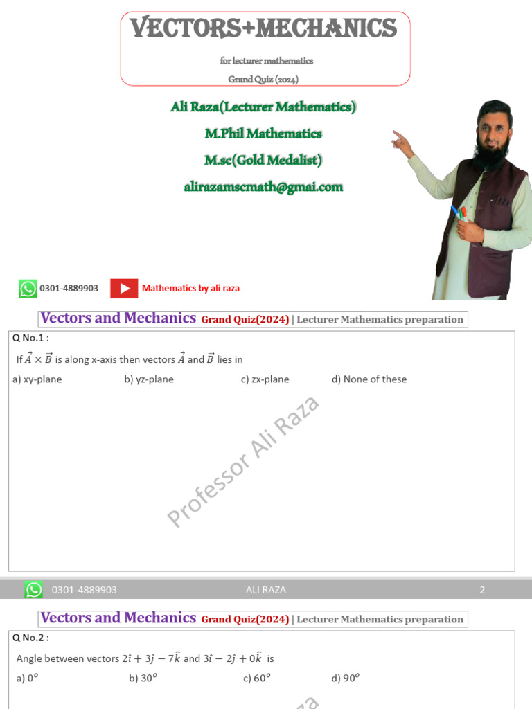 Vector +mechanics Grand Quiz 2024 (Autosaved) | PDF | Euclidean Vector | Area