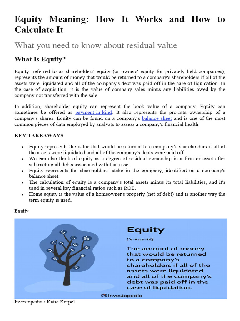 EQUITY Investopedia | PDF | Equity (Finance) | Private Equity