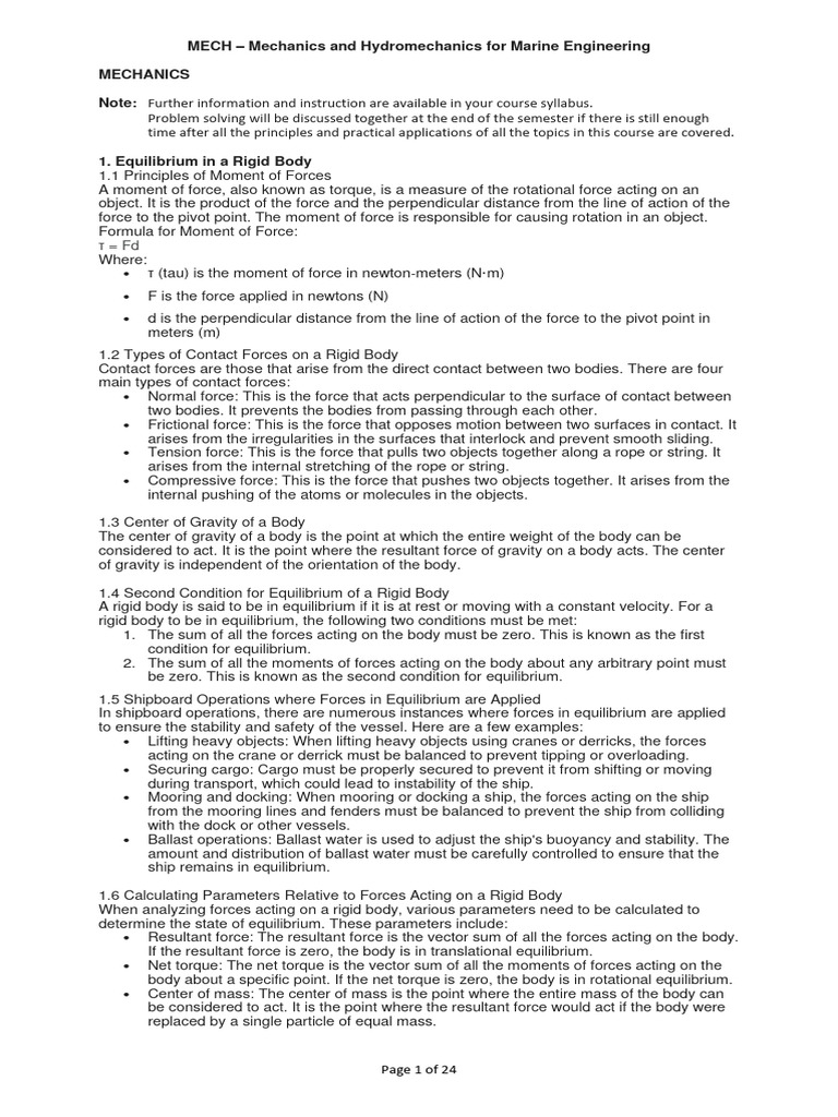 Mech 1 Pdf Force Center Of Mass